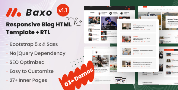 Baxo - Responsive Blog HTML Template by HiBootstrap | ThemeForest